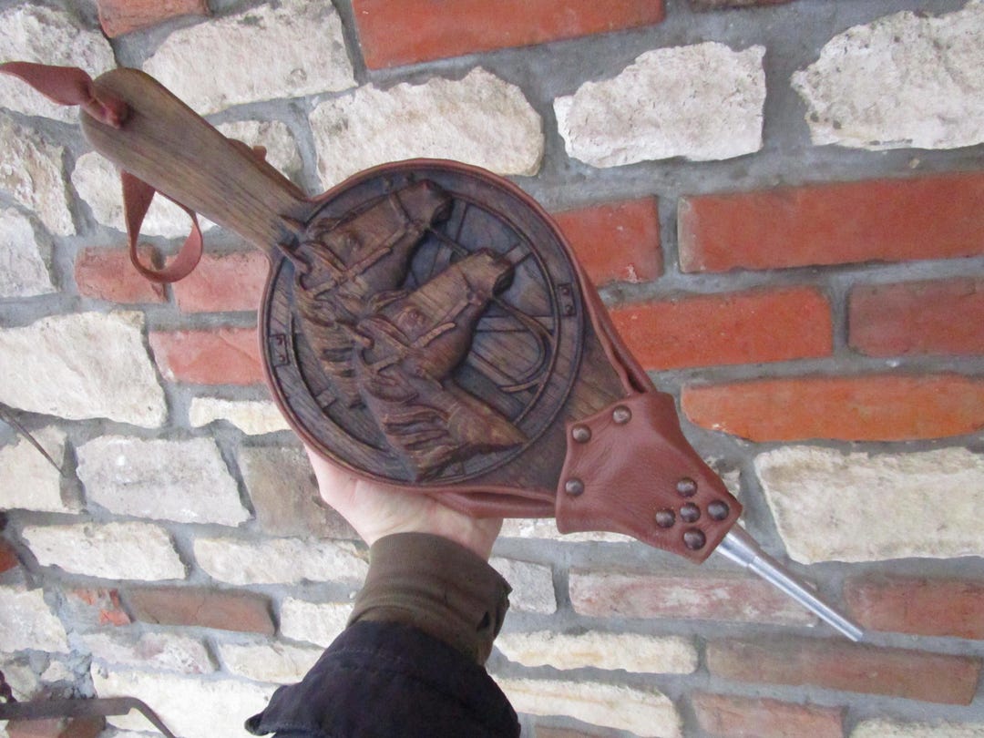 Large Wooden Bellows With Horses - Hand Crafted Wood Bellows - Wood Air ...
