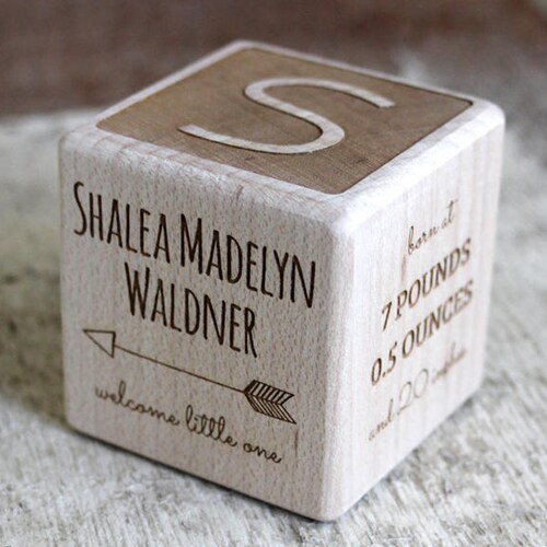 Custom Engraved Baby Block // Newborn Gift // Baby Shower Gift - Etsy