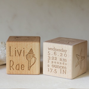 Seashell Beach Baby Gift, Personalized Baby Block, Sea Love, Beach Baby ...