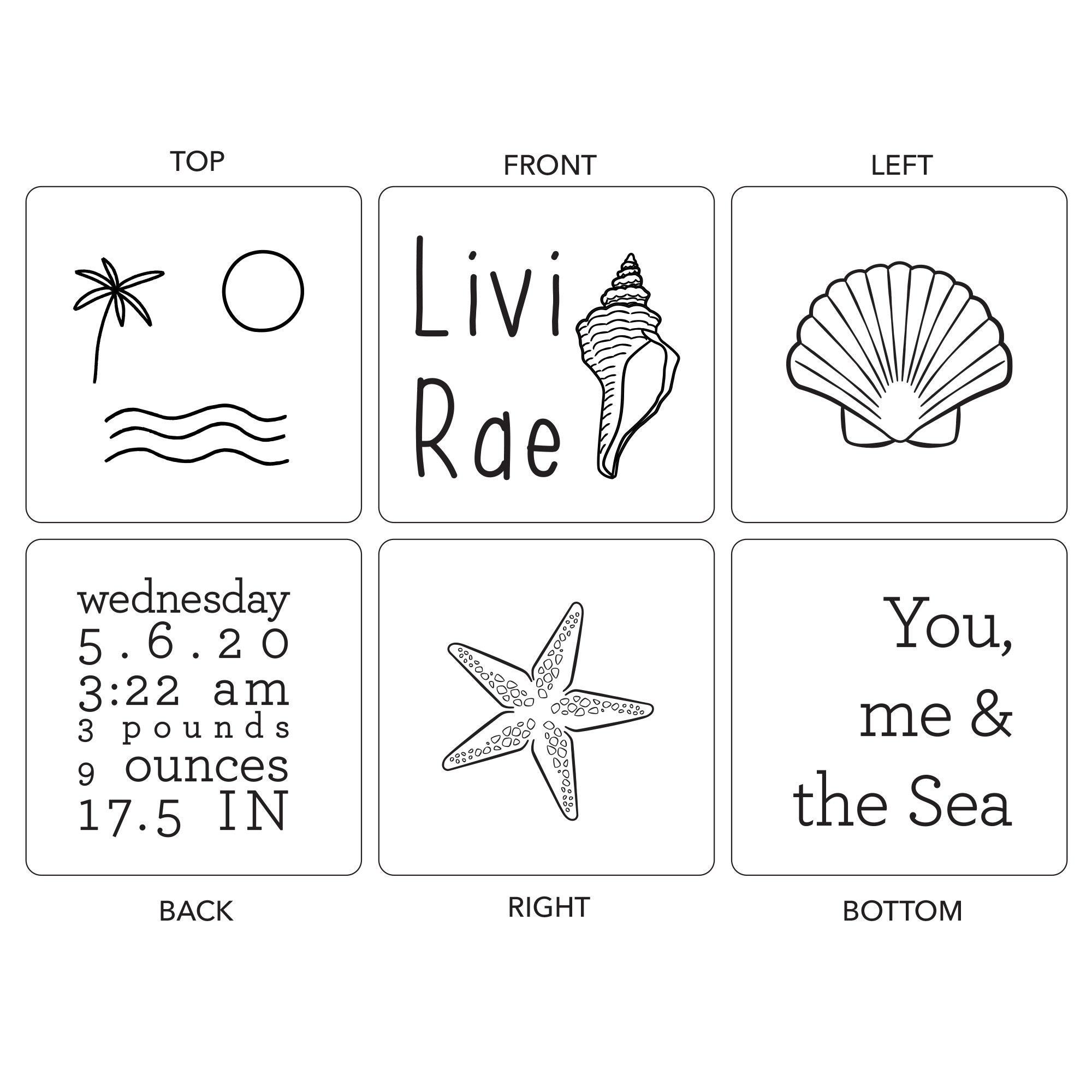 Seashell Beach Baby Gift, Personalized Baby Block, Sea Love, Beach Baby ...