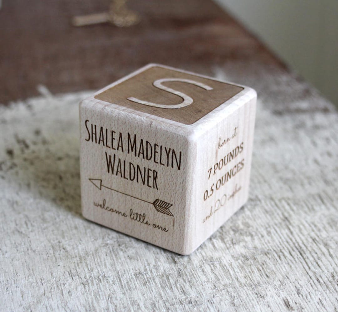 Custom Baby Block Newborn Gift Baby Block Letters Birth Stat Nursery ...