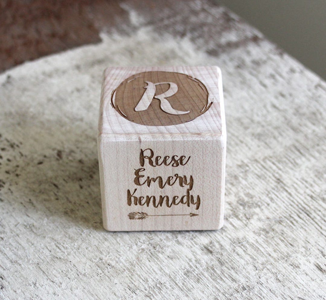 New Baby Gift Engraved Baby Block Baby Boy or Girl Personalized Gift ...