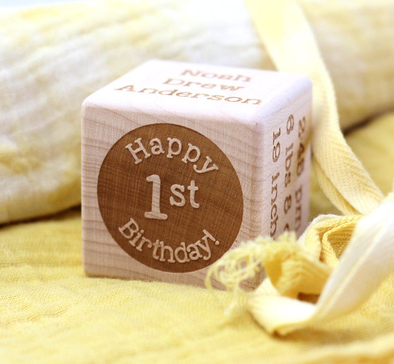 Baby Block First Birthday Milestone Block Personalized Gift | Etsy