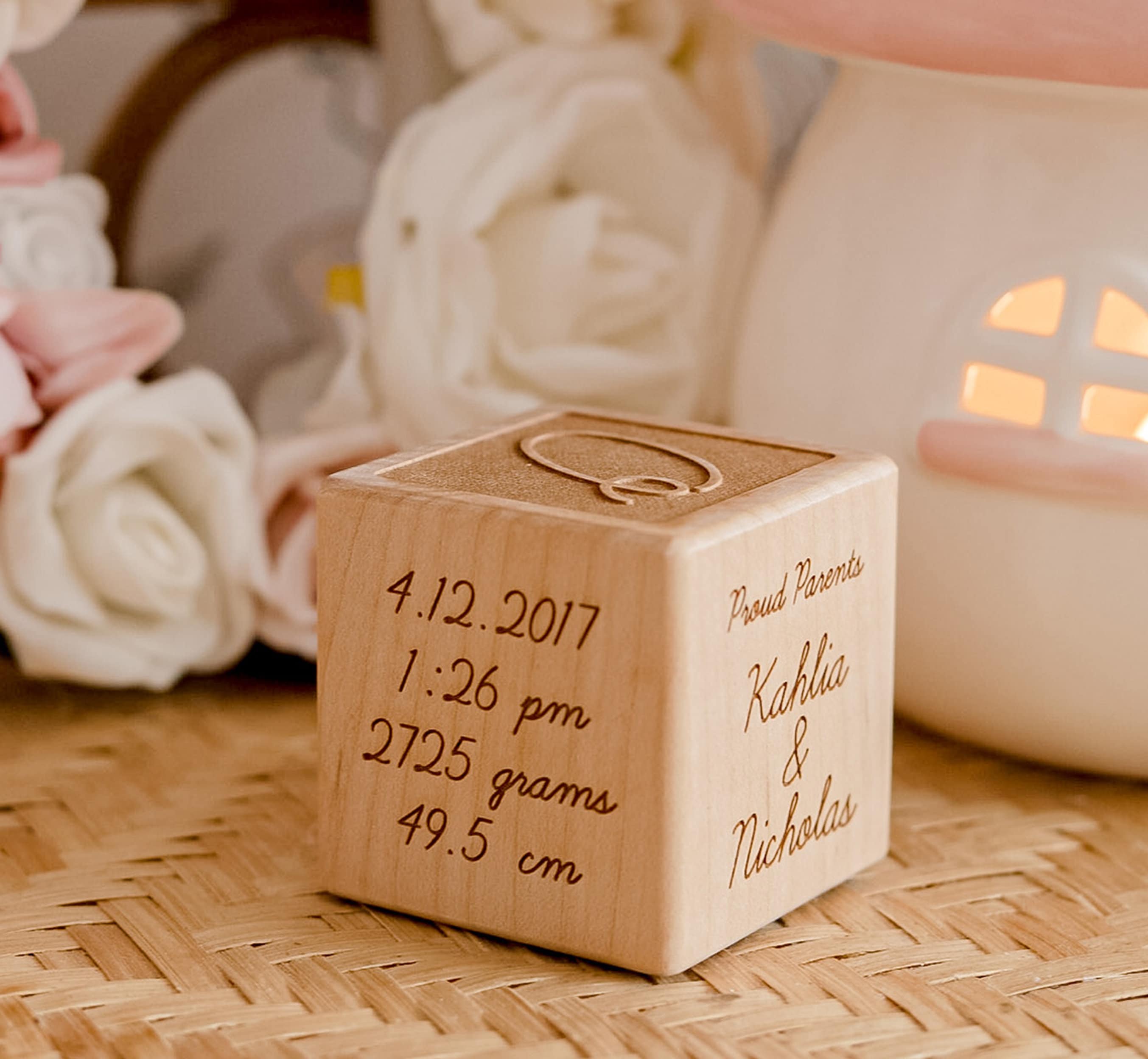 Personalized Pretty Baby Gift Wooden Cube New Baby Girl Engraved Baby ...