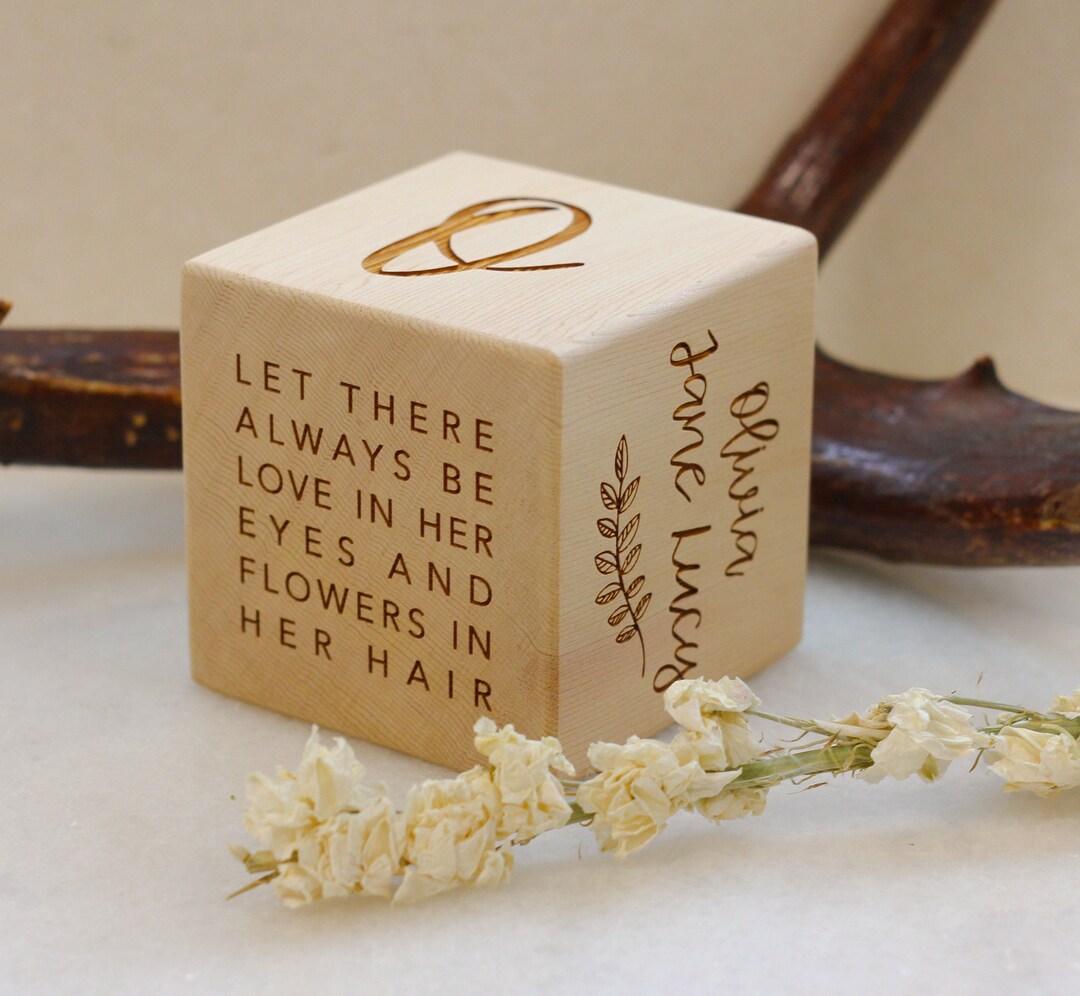 Beautiful Floral Wood Block Design Spring Baby Flower Child Decor New ...
