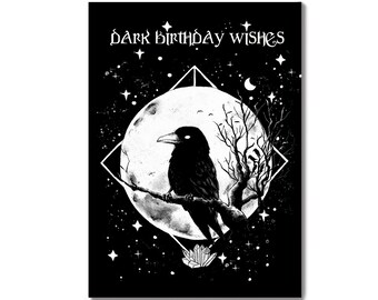 Raven Birthday Card - Etsy