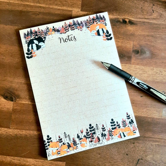 Notepad Forest and Nature A5 Foxes Fox Notepad Lined College Block ...