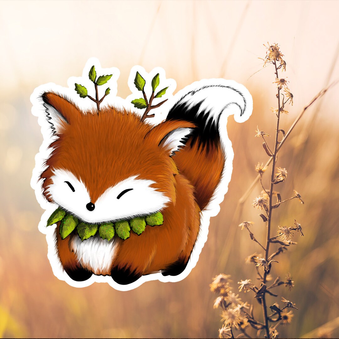 Kawaii Fox Sticker, Foksi Forest Spirit Sticker, 5 X 6 Cm, Tiny Tami ...
