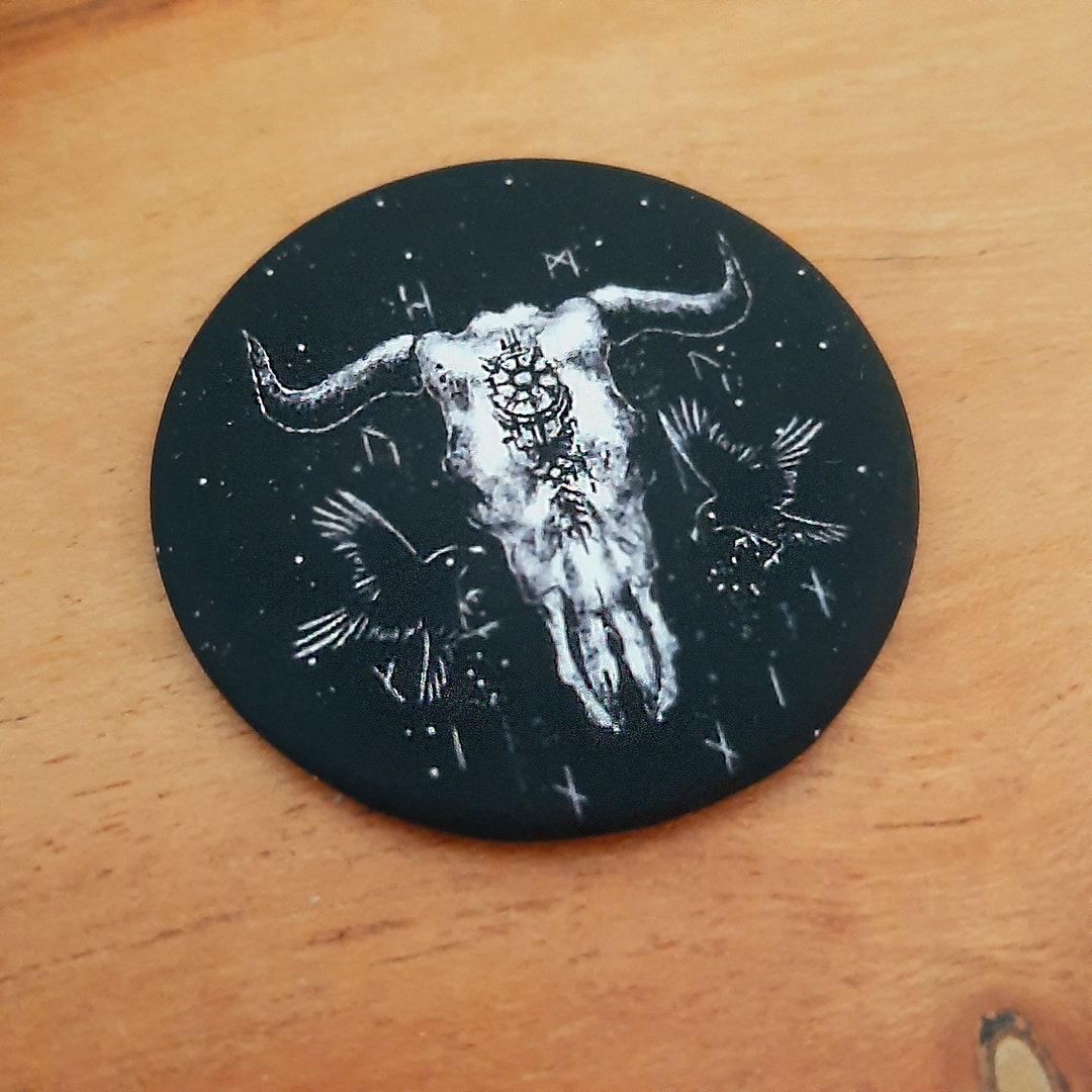 Viking Magnet | Skull With Hugin and Munin | Crows | Ravens - Etsy