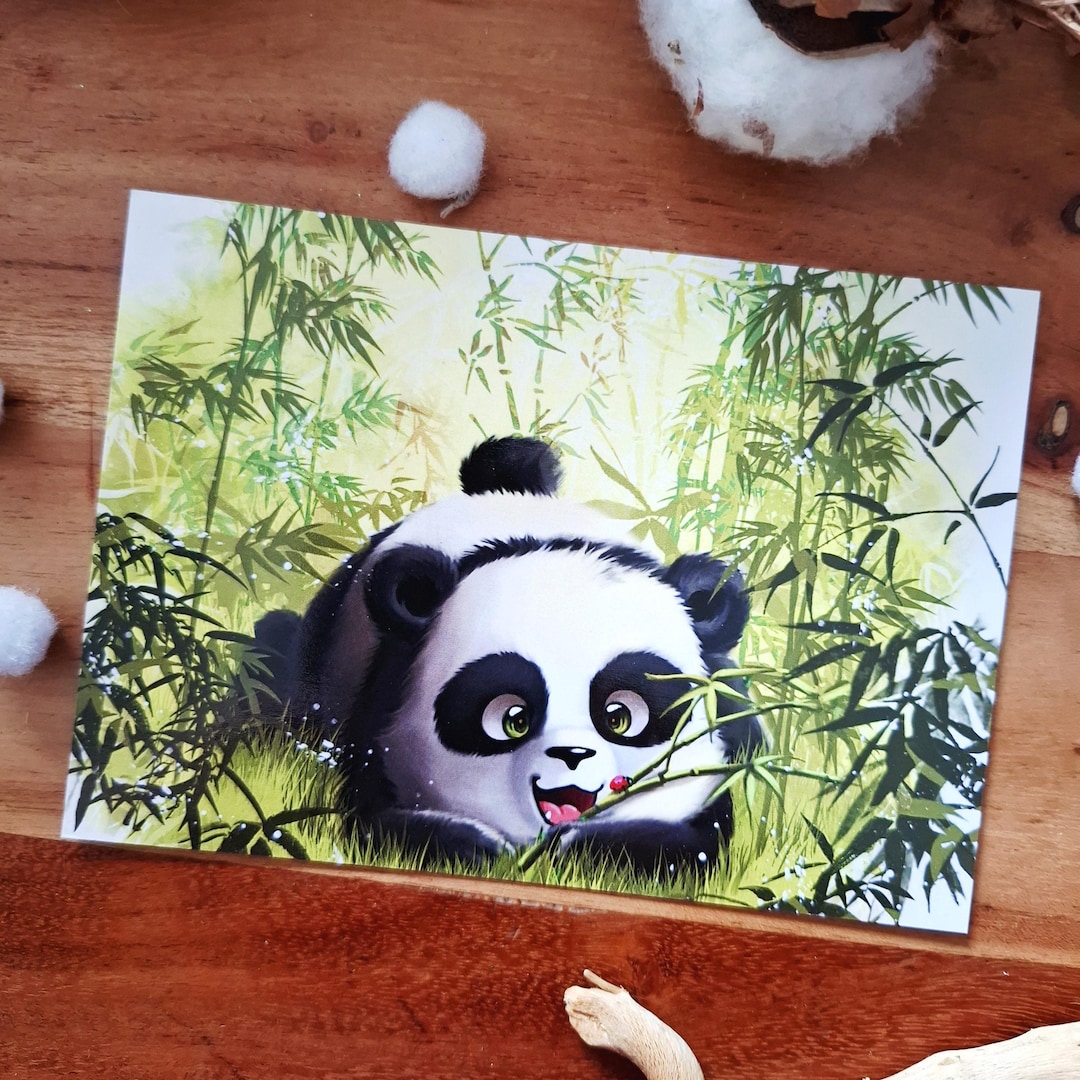 Kawaii Panda With Ladybug Postcard by VINK, Cute Panda Bear Greeting ...