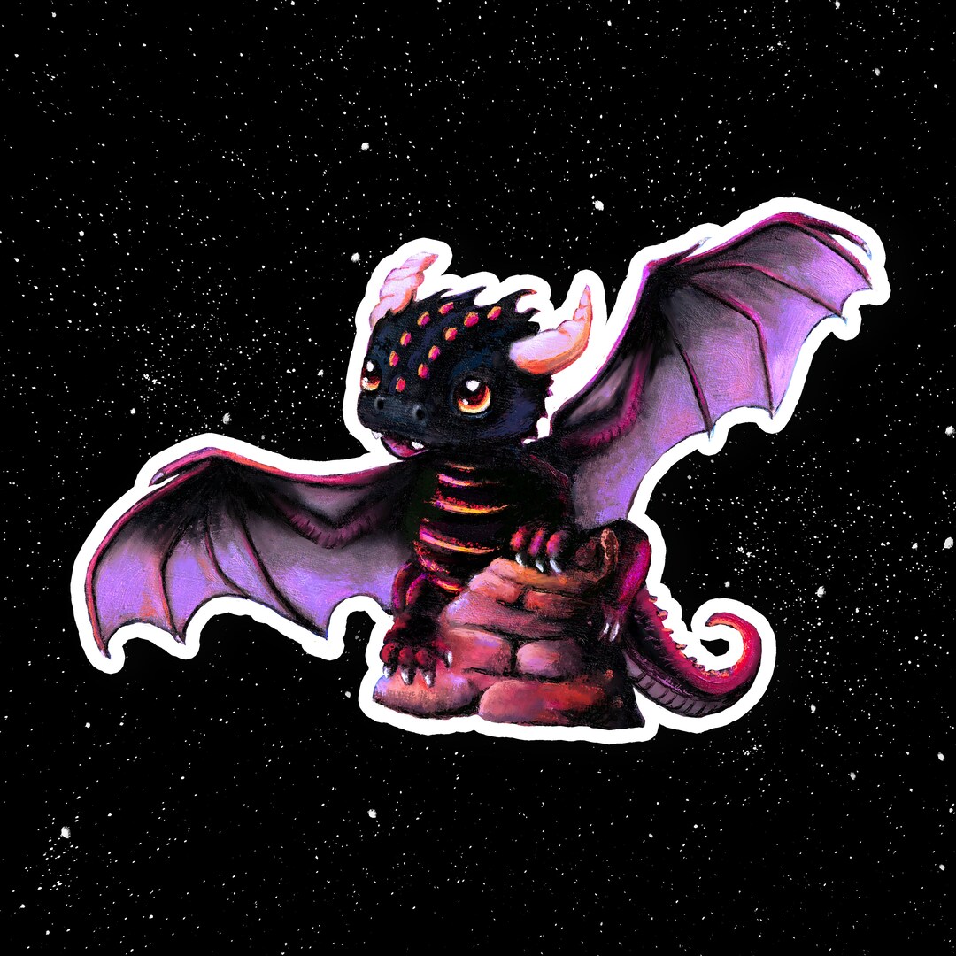 Cute Black Magma Dragon Sticker, Decal, 8 Cm Tiny Tami - Etsy
