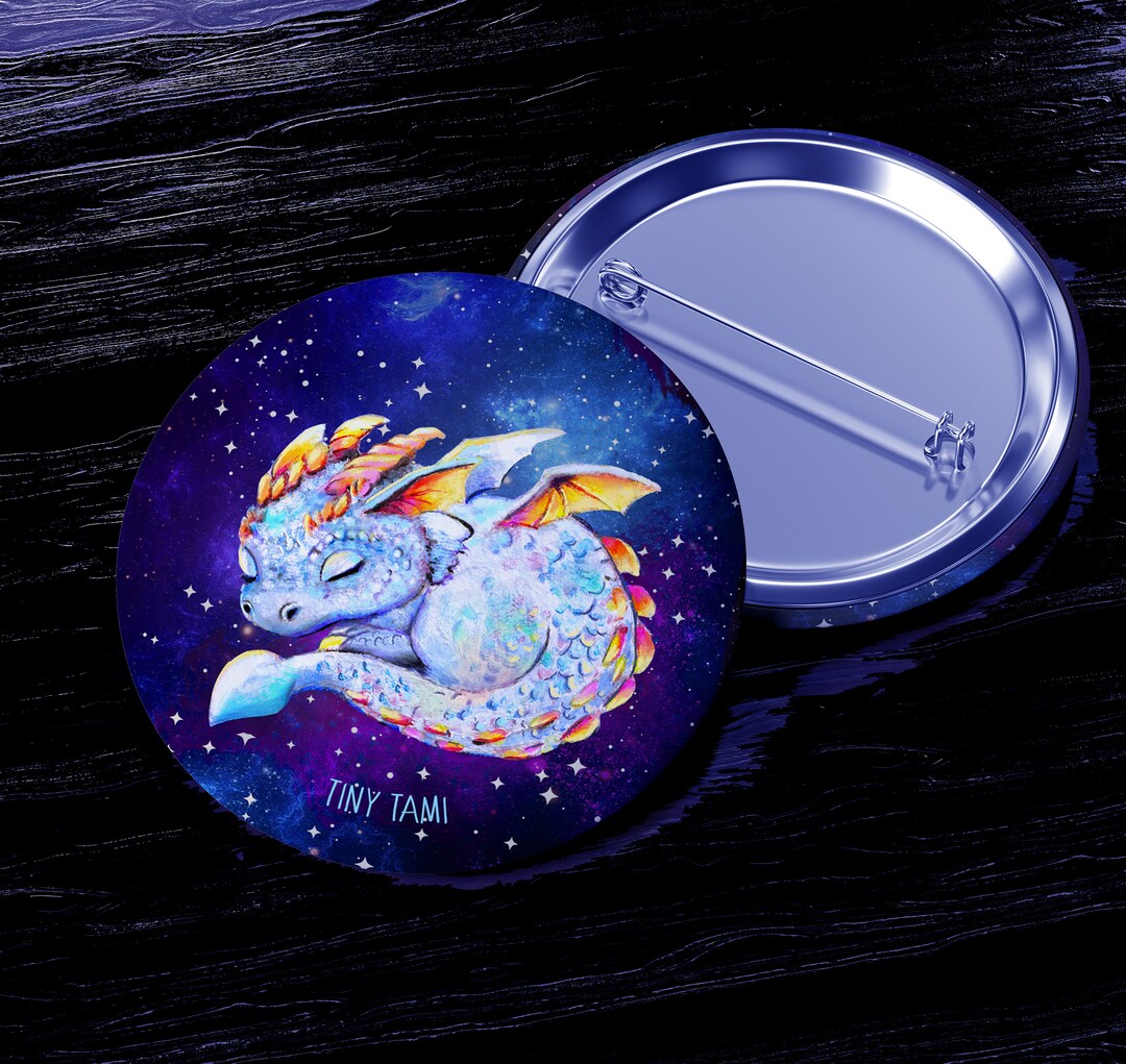 Cute Dragon Button Velvety Soft 37 Mm Pin With Needle - Etsy