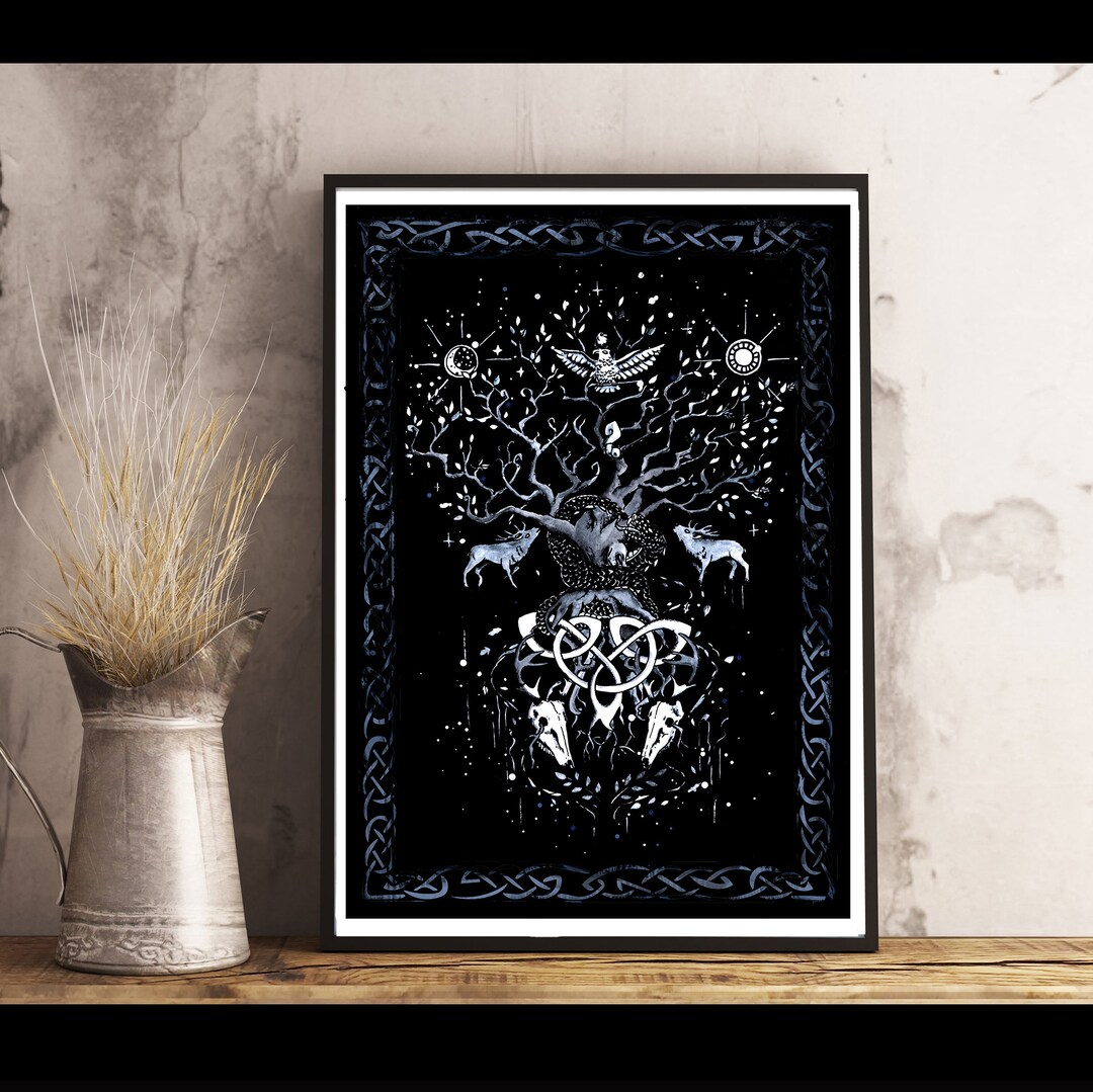 Yggdrasil Poster, World Tree, Tree of Life, Viking, Midgard Serpent ...