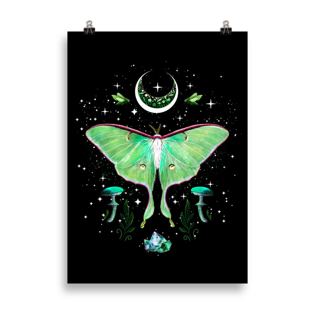 Luna Moth Poster, A4, A3, 50 X70 Cm, Gothic Moth Print, Art Print, Matt ...