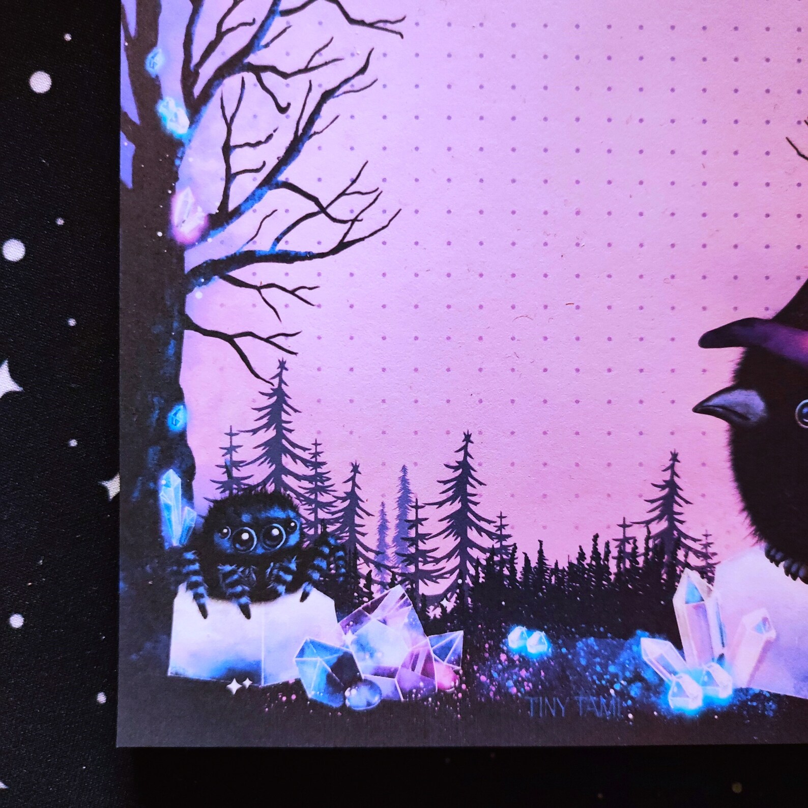 Crow and Spiders Gothic Notepad, Fairytale Forest, Crystals, A5, Dot ...