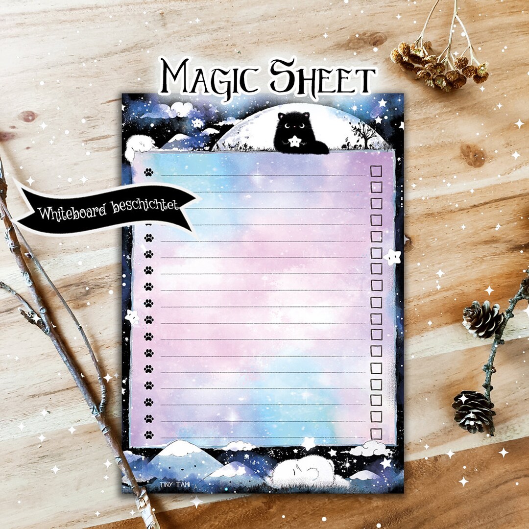 Magic Sheet, Kawaii Cat Note Sheet as a Whiteboard, To-do List, DIN A5 ...