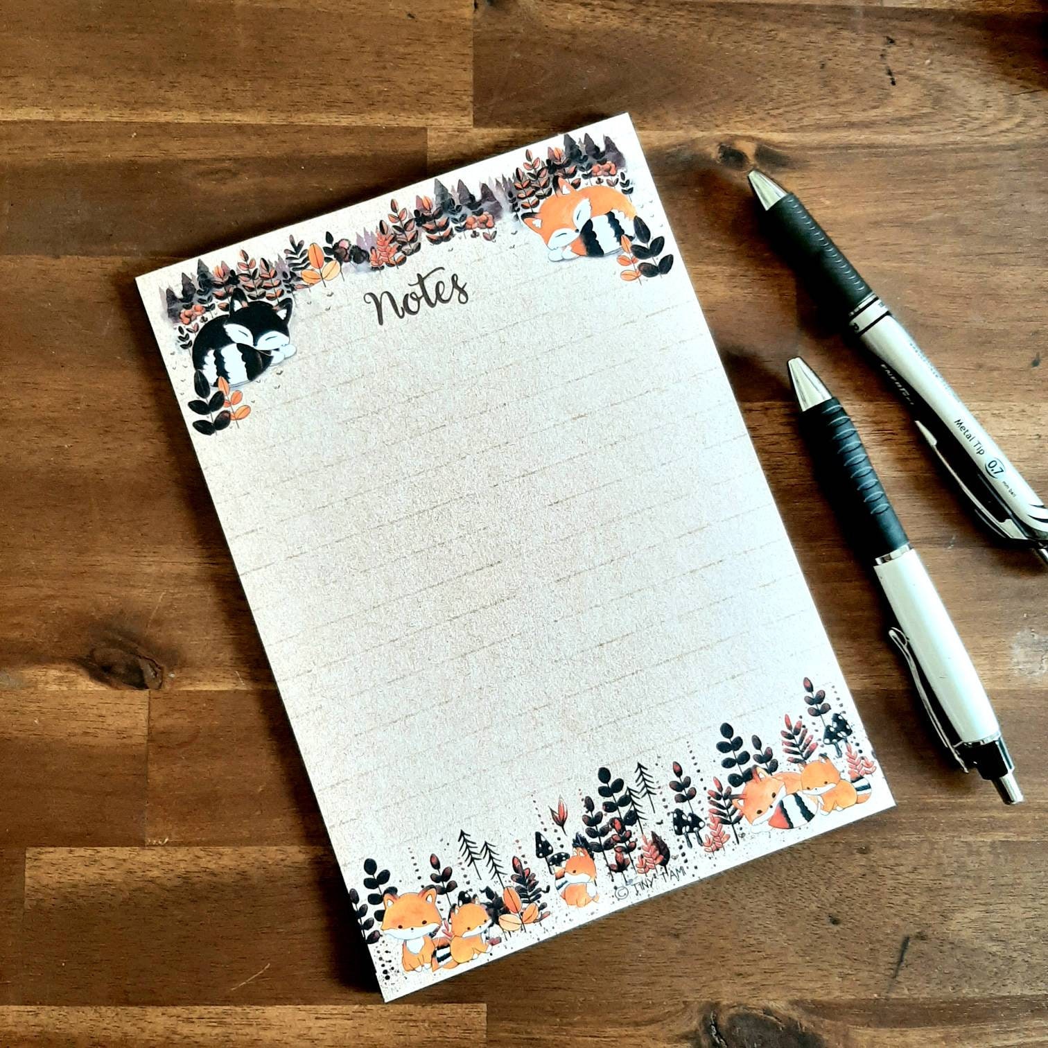 Notepad Forest and Nature A5 Foxes Fox Notepad Lined College Block ...