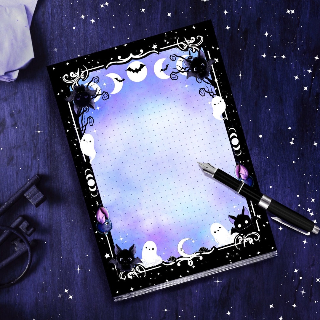 Bat Halloween Notepad, A5, Lucius, Kawaii Ghosts, Dotted, Gothic - Etsy