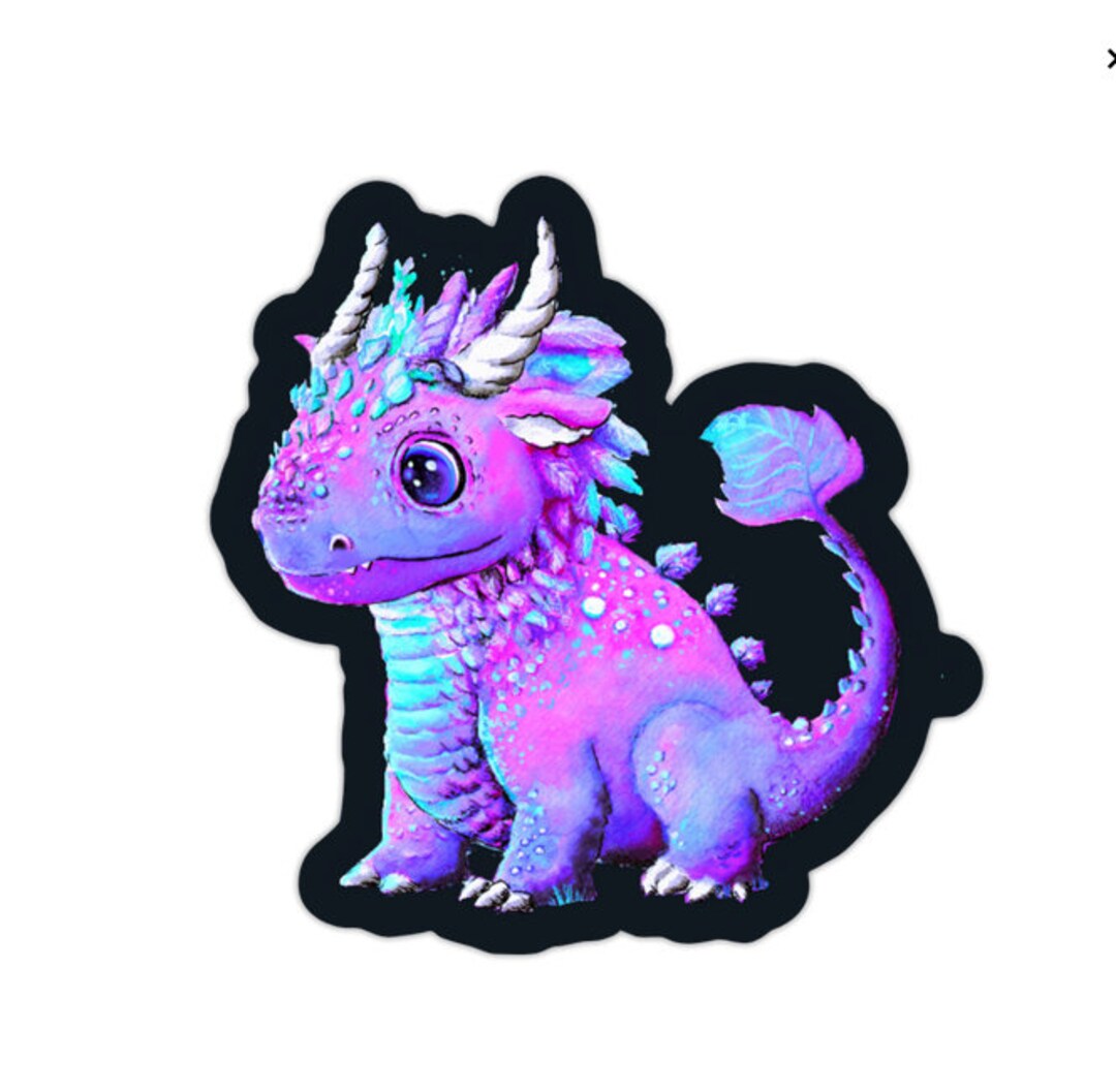 Cute Turquoise Purple Dragon Sticker, Decal, 6 Cm Tiny Tami - Etsy