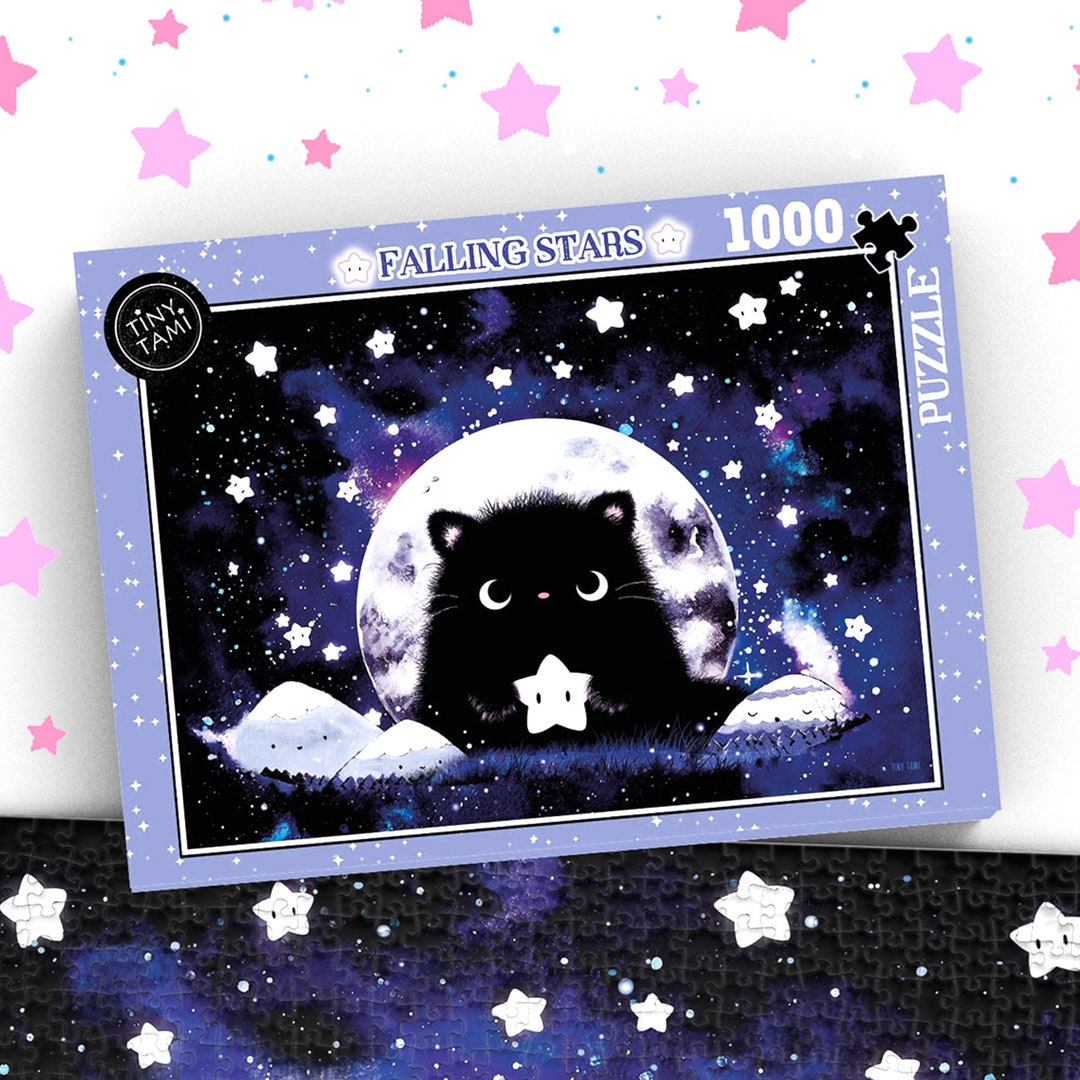 Kawaii Cat Puzzle 1000 Pieces, Tomcat Moo, Stars and Moon, Galaxy ...