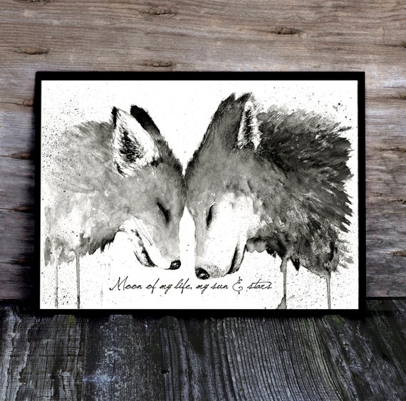 White And Black Wolves In Love