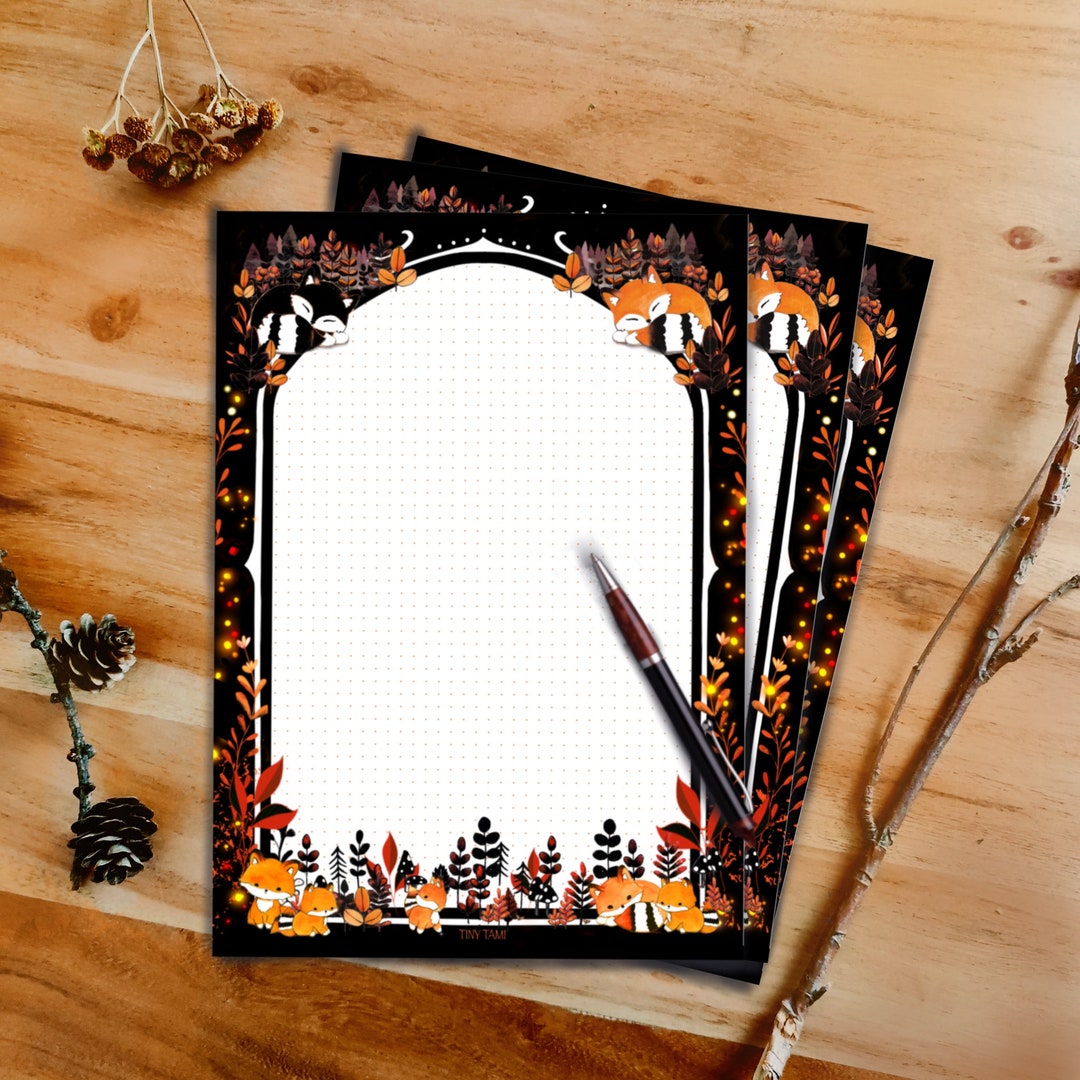 A4 FOXY FOXES Stationery Dotted, 20 Sheets in a Set, Printed on Both ...