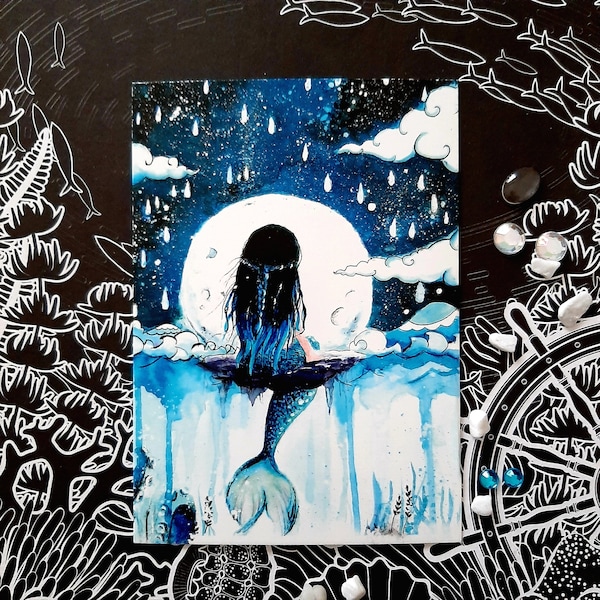 Mermaid Postcard - Etsy