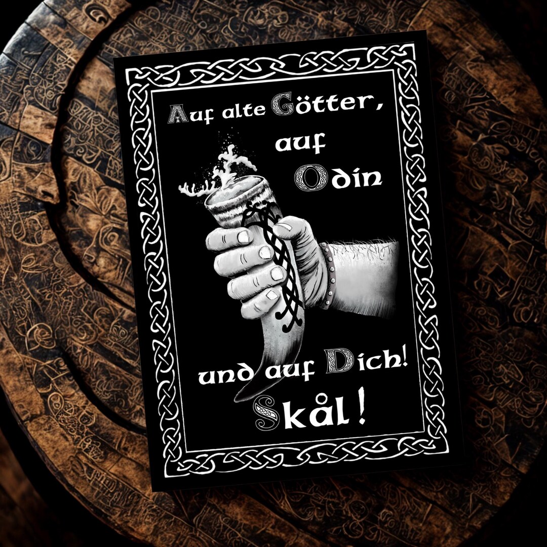 Viking Birthday Card Postcard Viking Drinking Horn With Mead and Saying ...