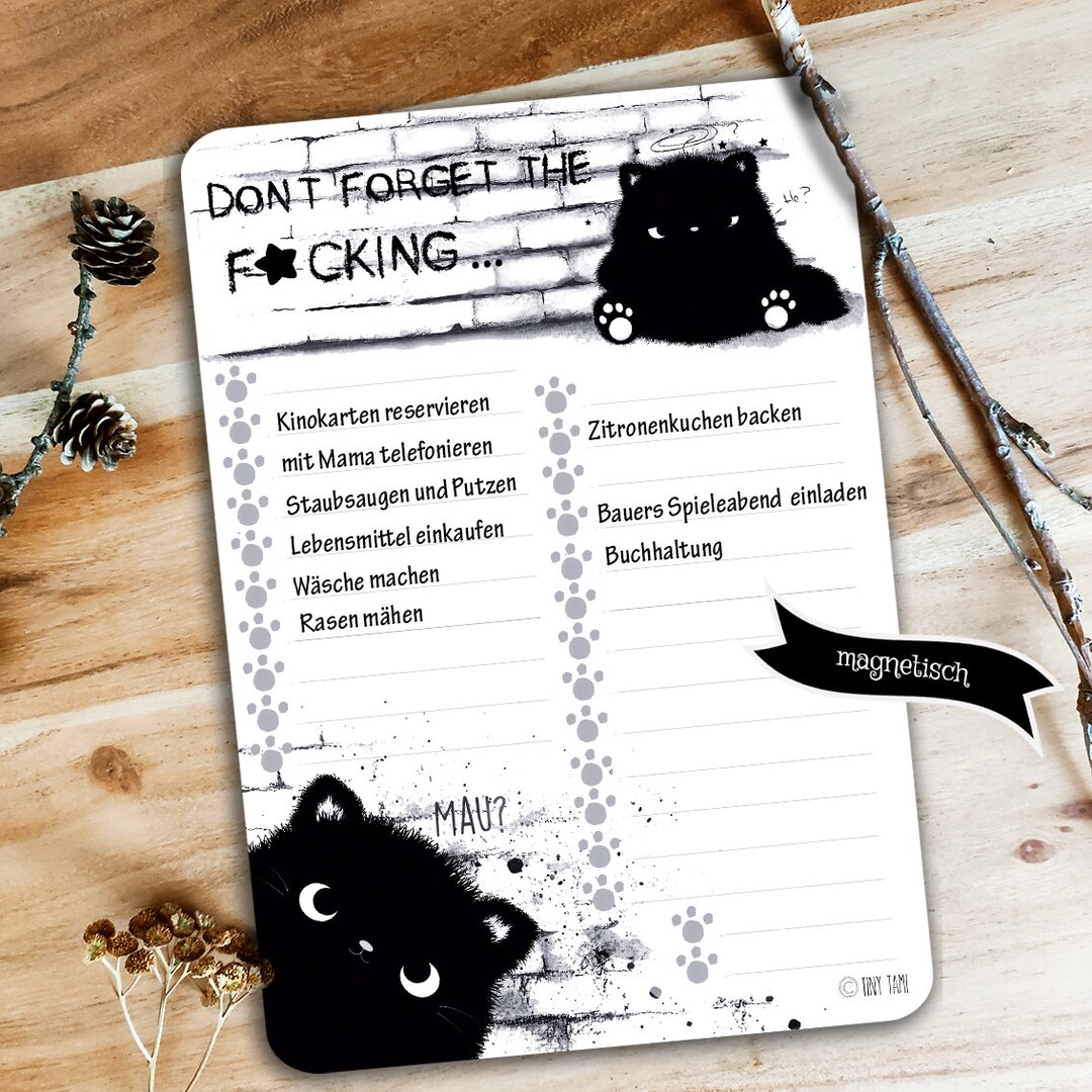 Cat To-do List Whiteboard Magnetic Sign DIN A5 Wipeable and - Etsy