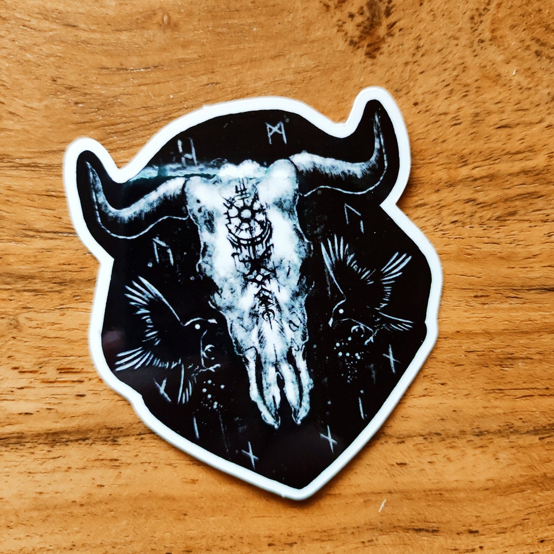 Hugin and Munin Sticker, Vinyl Sticker, Beef Skull, Viking Sticker ...