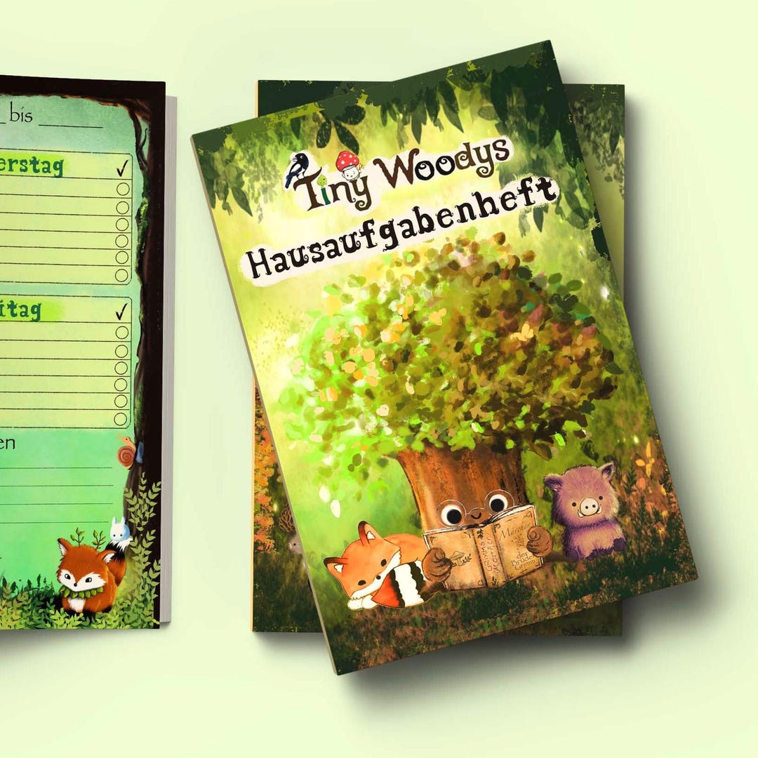 Tiny Woody's Homework Book With Mushrooms, Trees, Foxes, Timetable ...