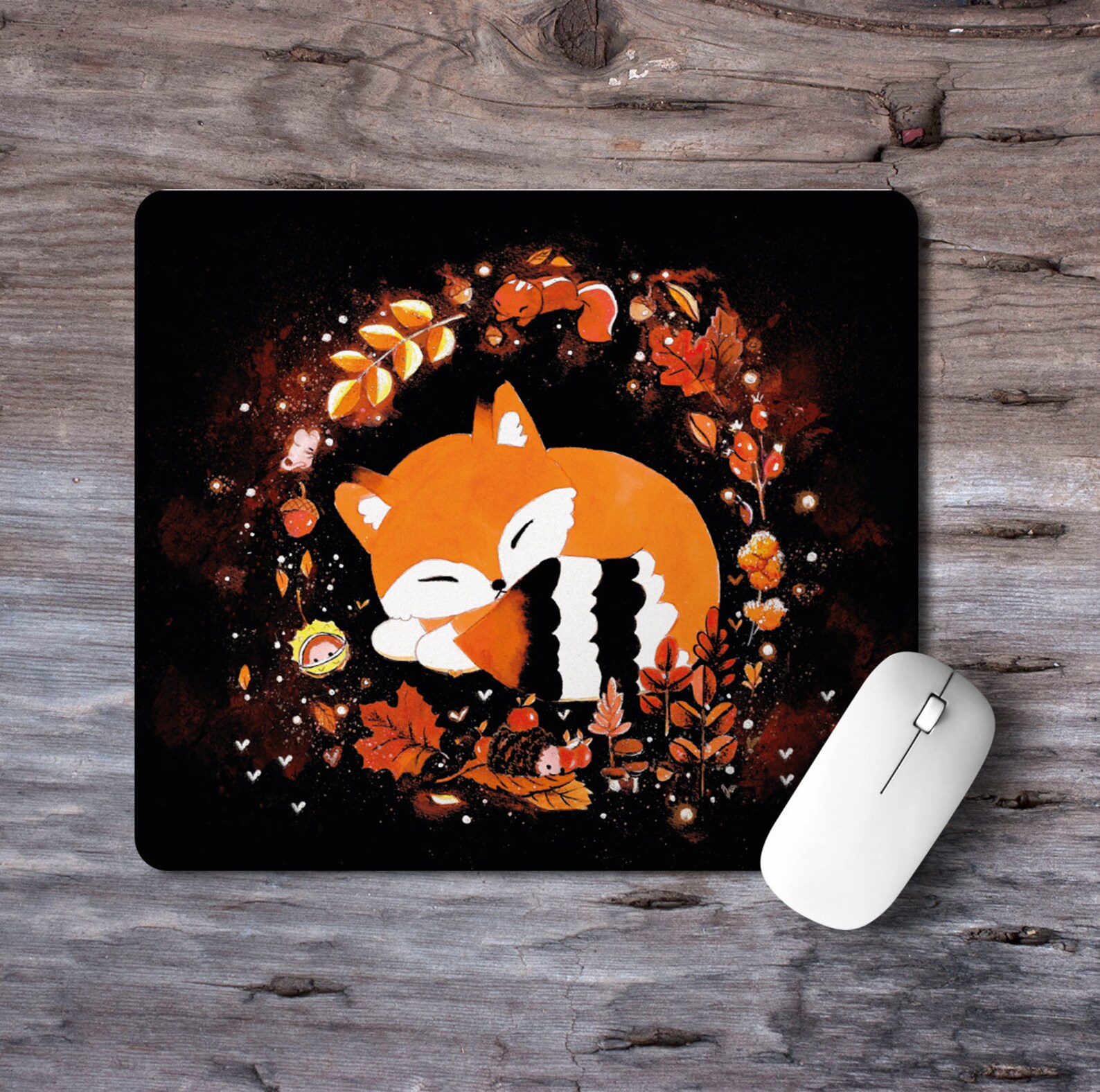 Fox Mousepad Kawaii Mousepad Autumn Forest Animal Mouse Pad | Etsy
