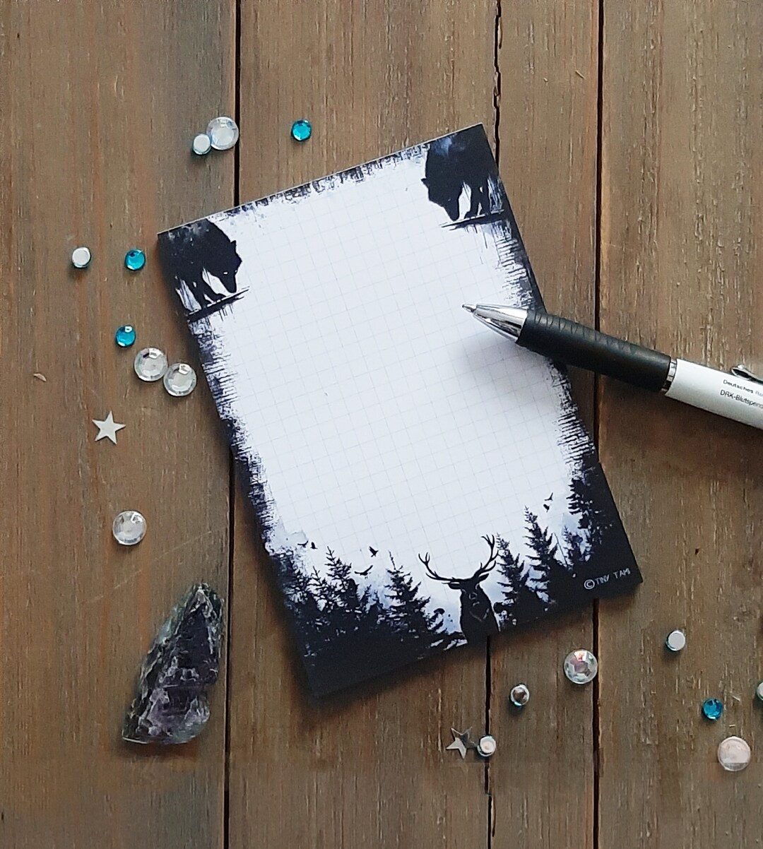 Wolves Notepad Squared, A6, Wolf, Deer, Fir Forest, Notepad, College ...
