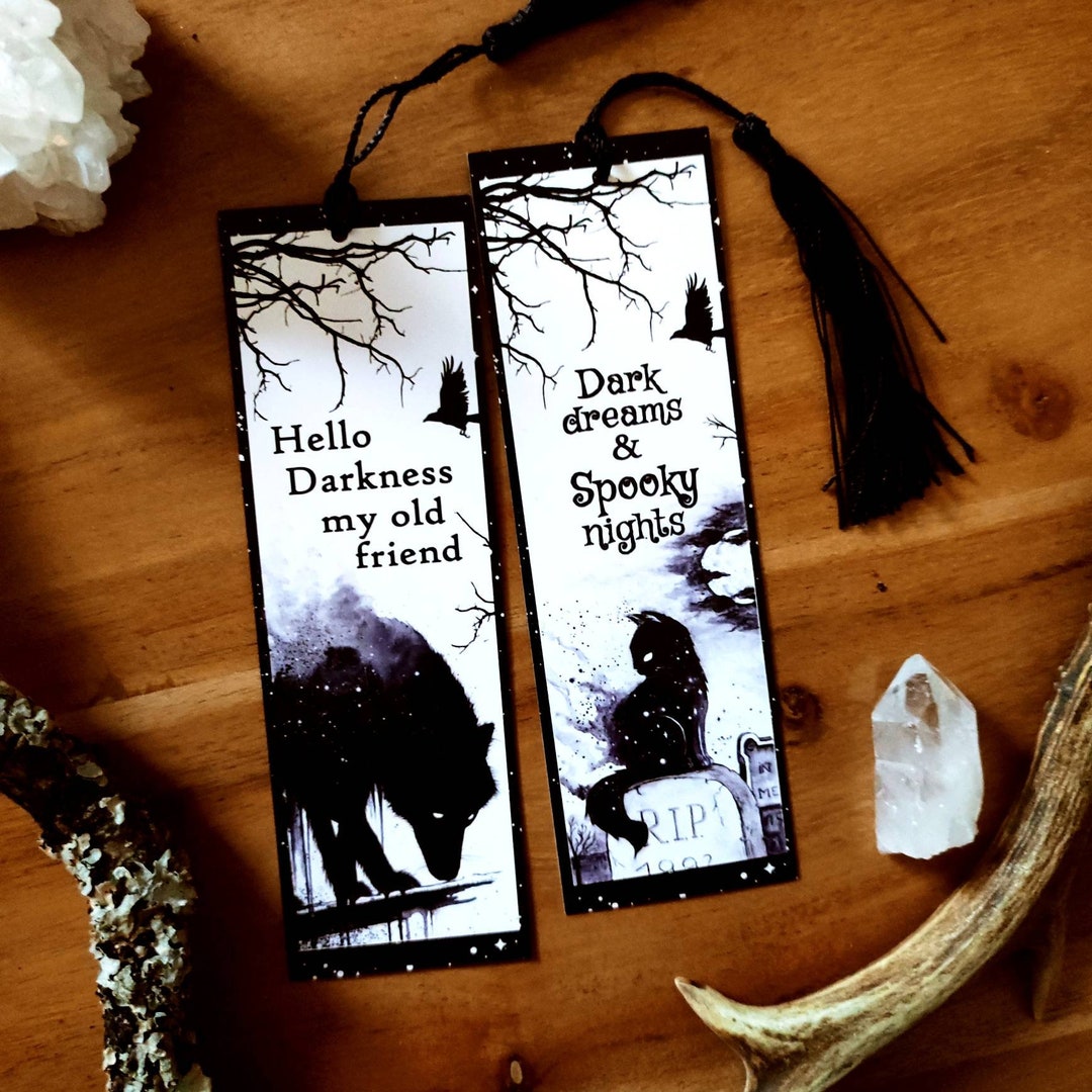 Cats and Wolf Bookmarks, Double-sided, Gothic, Moonlight - Etsy UK