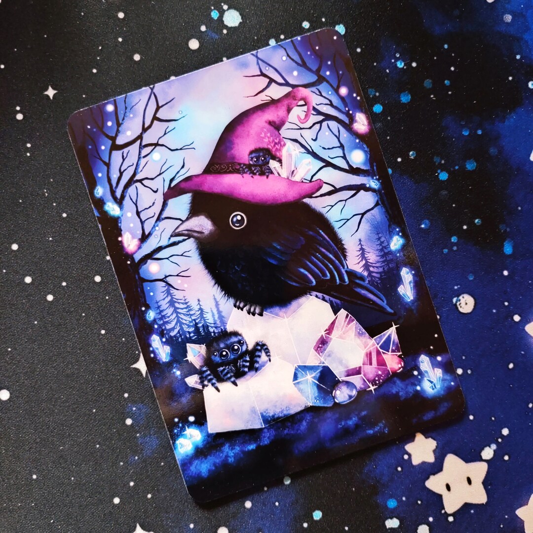 Gothic Raven Postcard, Abraxas, Crow, Spiders and Crystals Greeting ...