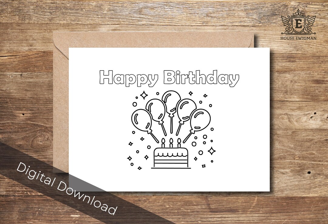 NEW - Printable Coloring Page Birthday Card | Make Your Own Cards at ...