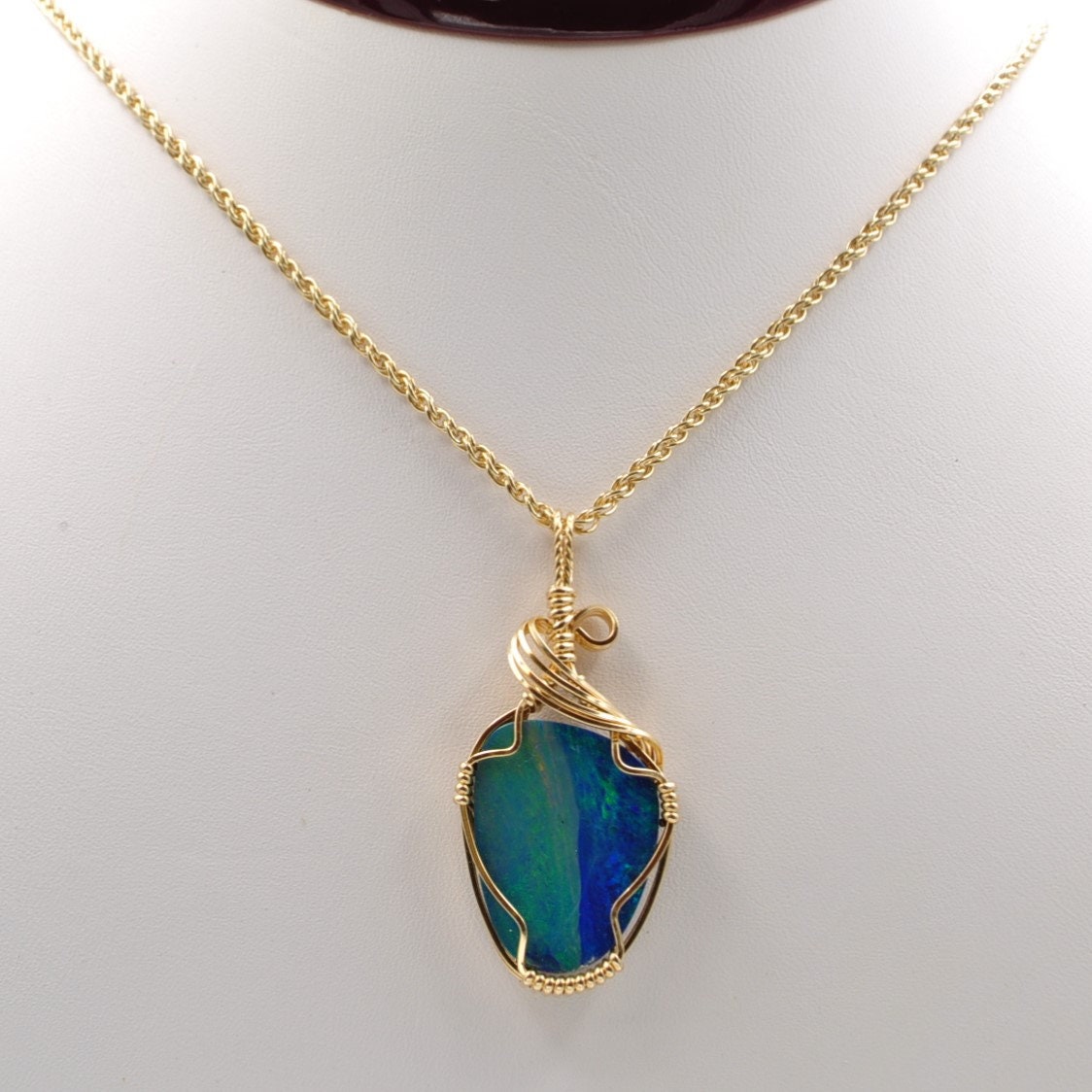 Large Australian Opal Pendent With Blue and Green Flash - Etsy