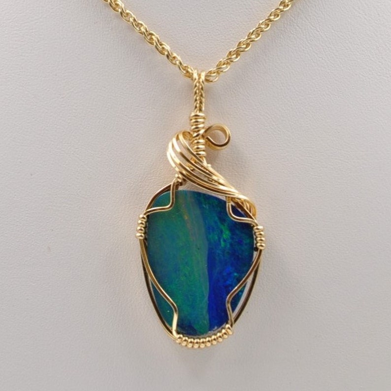 Large Australian Opal Pendent With Blue and Green Flash - Etsy