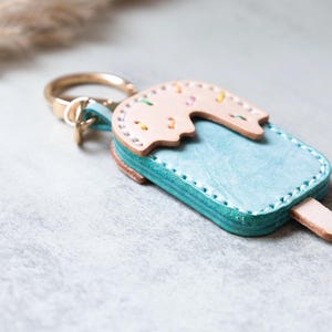 Chocolate Ice Cream Key Holder Keychain Purse Charm Genuine Leather ...