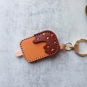 Chocolate Ice Cream Key Holder Keychain Purse Charm Genuine Leather ...