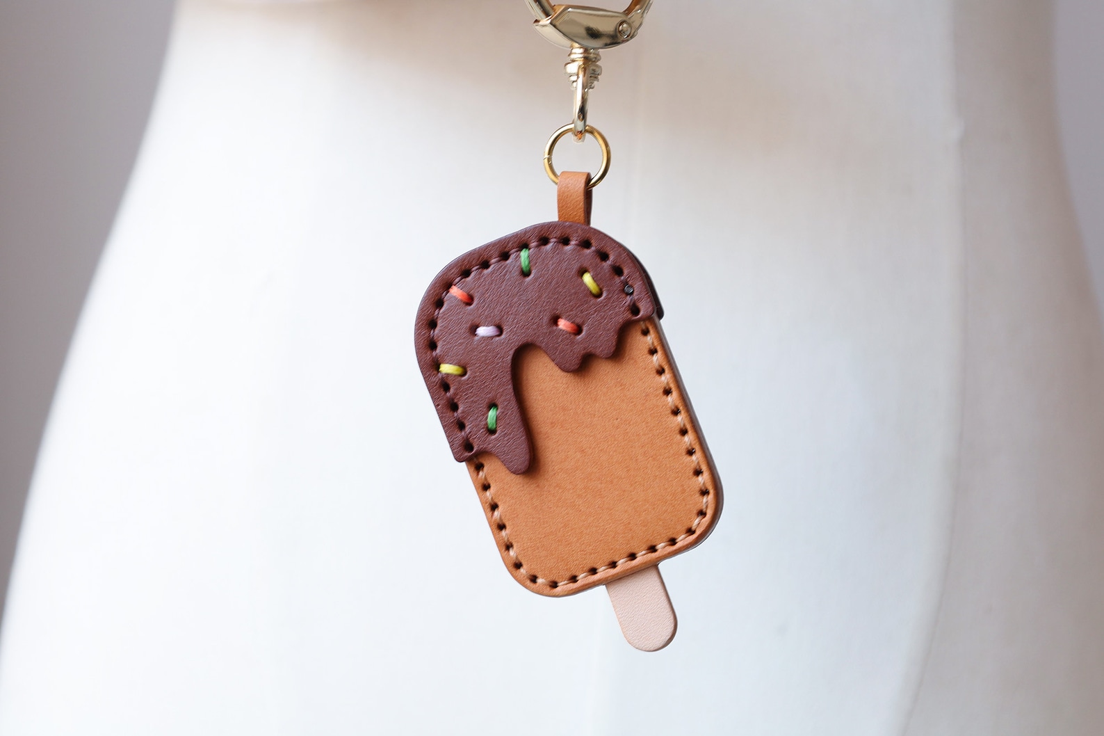 Chocolate Ice Cream Key Holder Keychain Purse Charm Genuine Leather ...