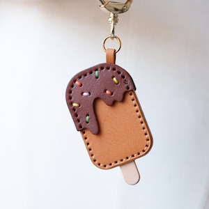 Chocolate Ice Cream Key Holder Keychain Purse Charm Genuine Leather ...