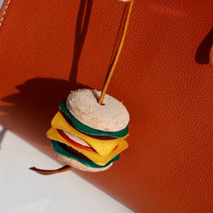 Hamburger Purse Charm Genuine Leather Tote Charm - Etsy