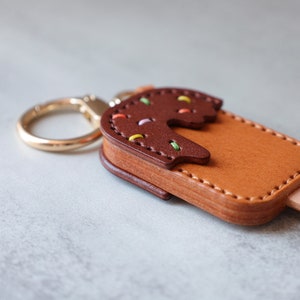 Chocolate Ice Cream Key Holder Keychain Purse Charm Genuine Leather ...