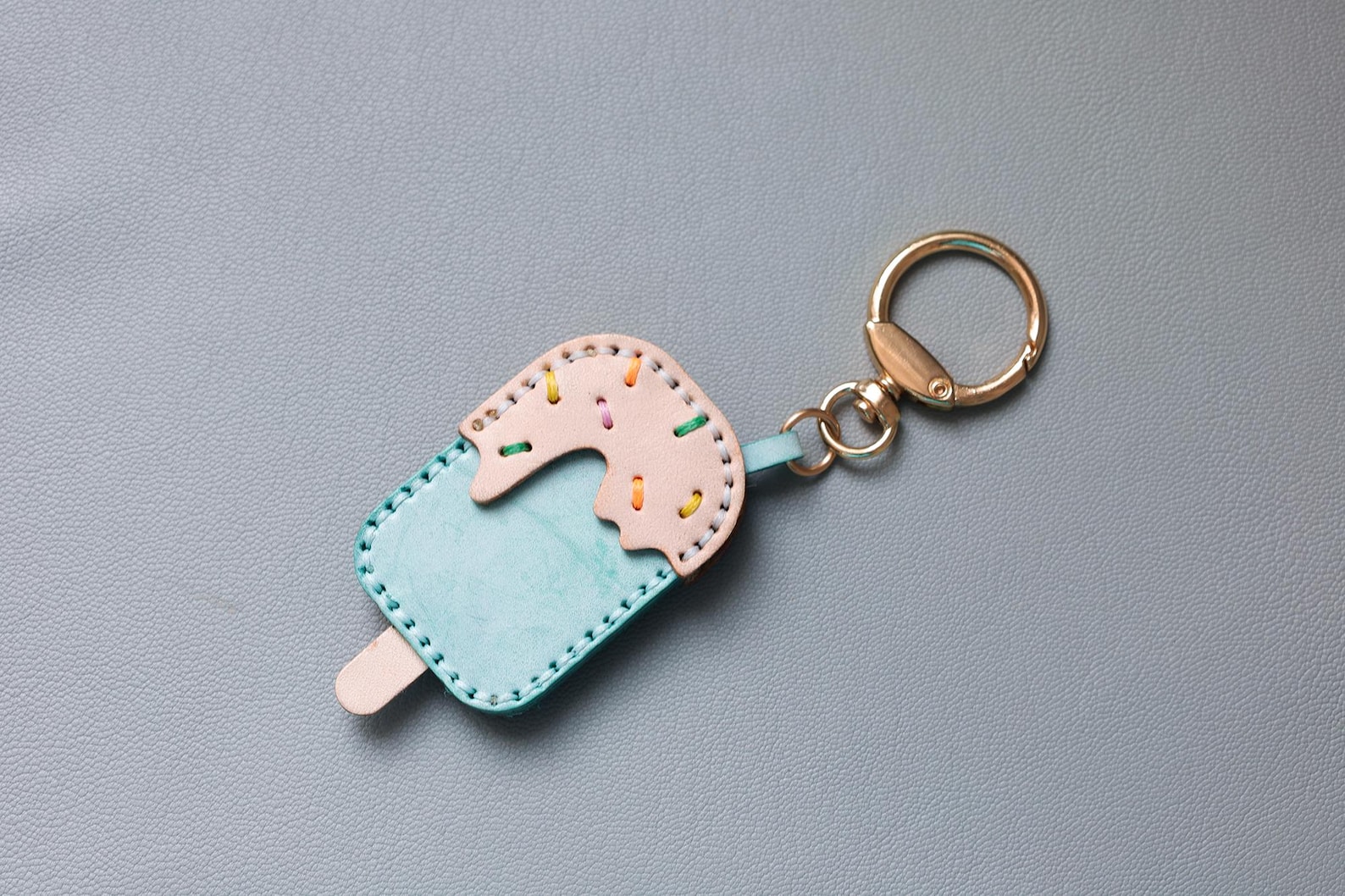 Chocolate Ice Cream Key Holder Keychain Purse Charm Genuine Leather ...