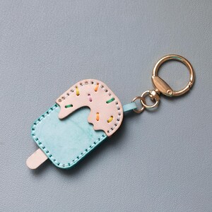 Chocolate Ice Cream Key Holder Keychain Purse Charm Genuine Leather ...