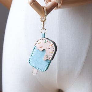Chocolate Ice Cream Key Holder Keychain Purse Charm Genuine Leather ...