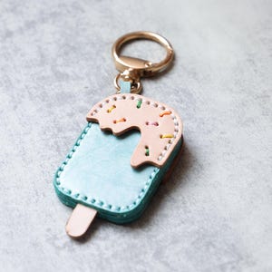 Chocolate Ice Cream Key Holder Keychain Purse Charm Genuine Leather ...