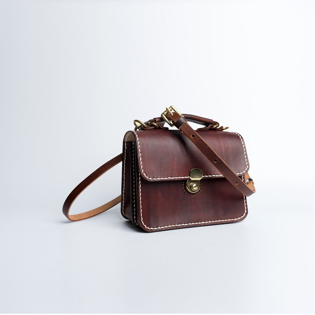 Dulles Bag-women's Cowhide Leather Small Business Handbag Handmade ...