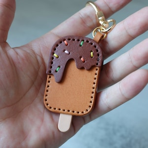 Chocolate Ice Cream Key Holder Keychain Purse Charm Genuine Leather ...